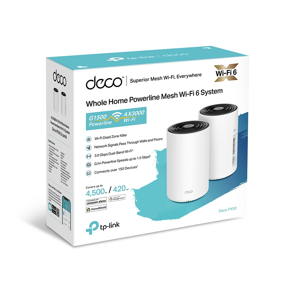 XPert-TP-Link Deco PX50 (2-Pack) AX3000 + G1500 Whole Home Powerline ...