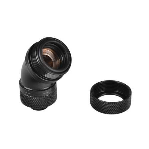 XPert-Thermaltake Pacific G1/4 PETG Tube 45 degree compression 16mm OD-Black Fitting CL-W096 ...